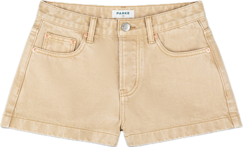 MINI DENIM SHORTS IN CAMEL DENIM – Indigo Octopus